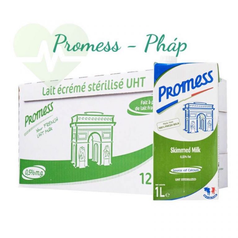 Sữa tươi tách béo Promess Skim hộp 1L nhập khẩu Pháp